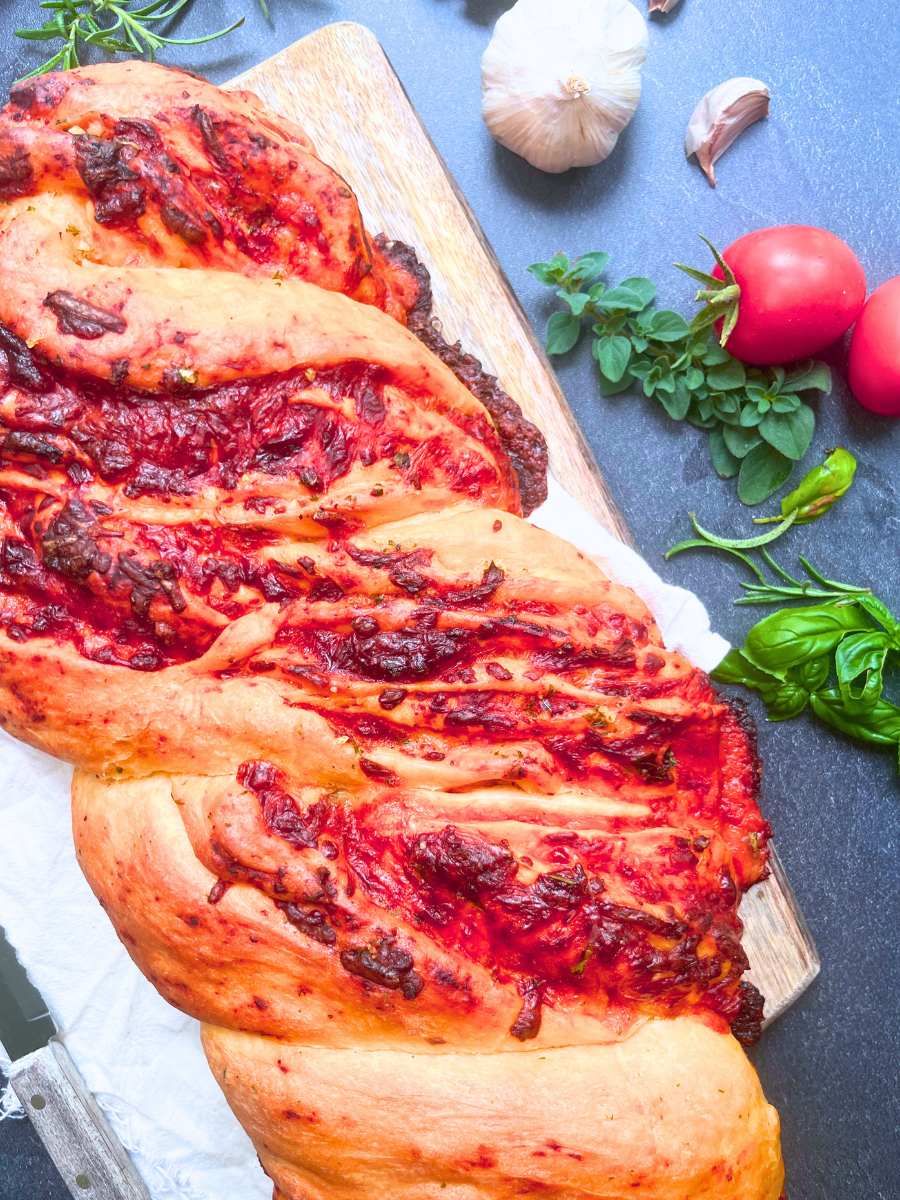 This Easy Twisted Pizza Bread Is Stuffed with Flavour! - Flour and Filigree