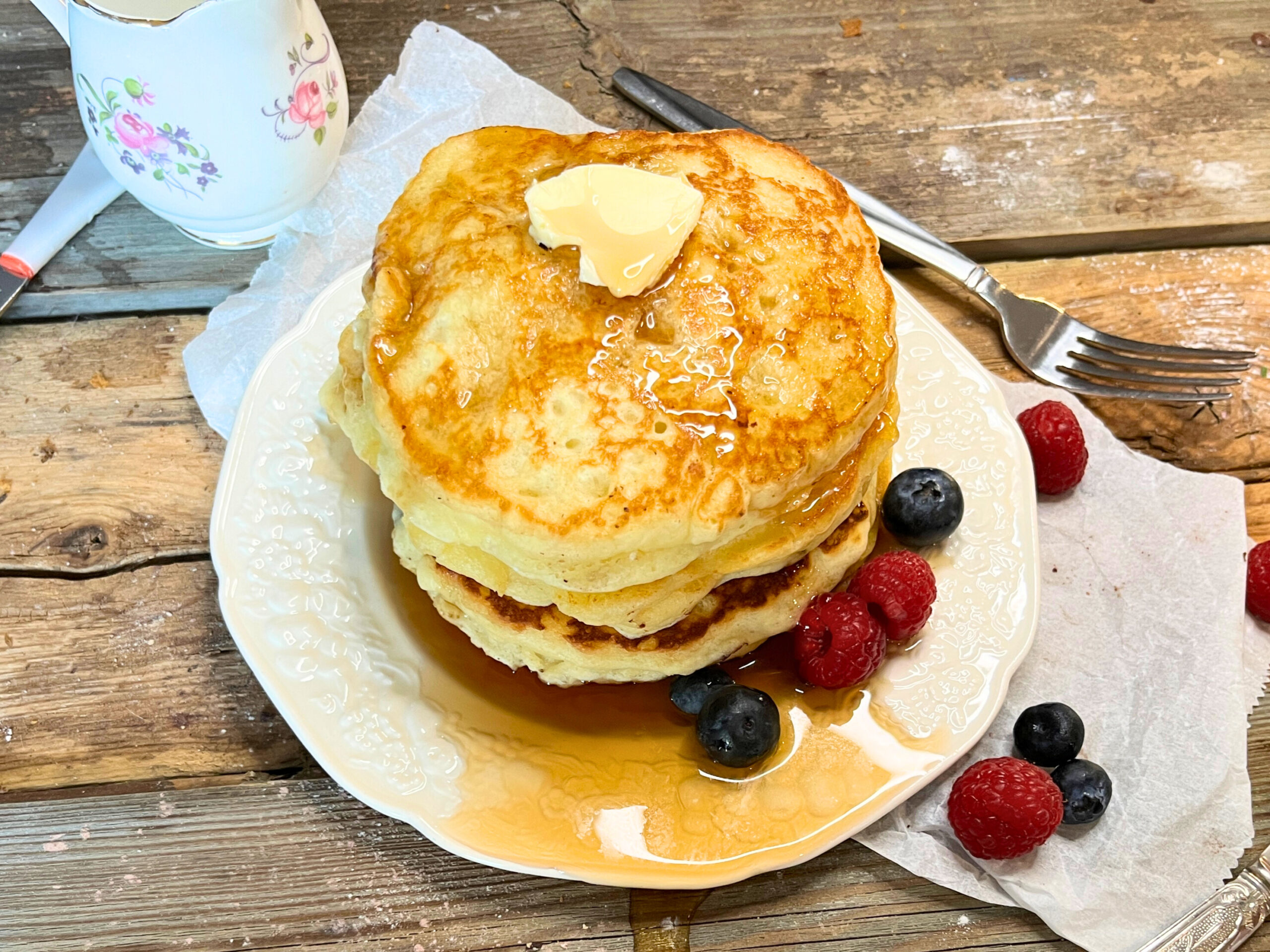 Extra Fluffy Old-Fashioned Pancakes - Flour and Filigree