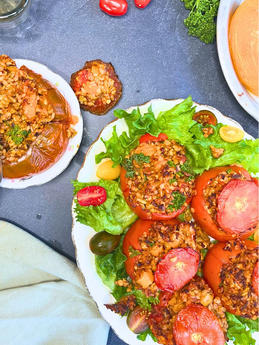 Easy Hearty Stuffed Tomatoes with Rice - Flour and Filigree