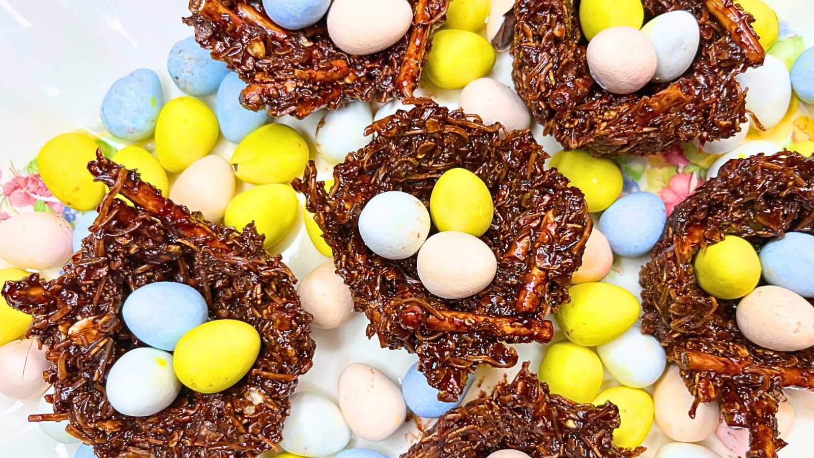Easy No Bake Chocolate Easter Nests - Flour and Filigree