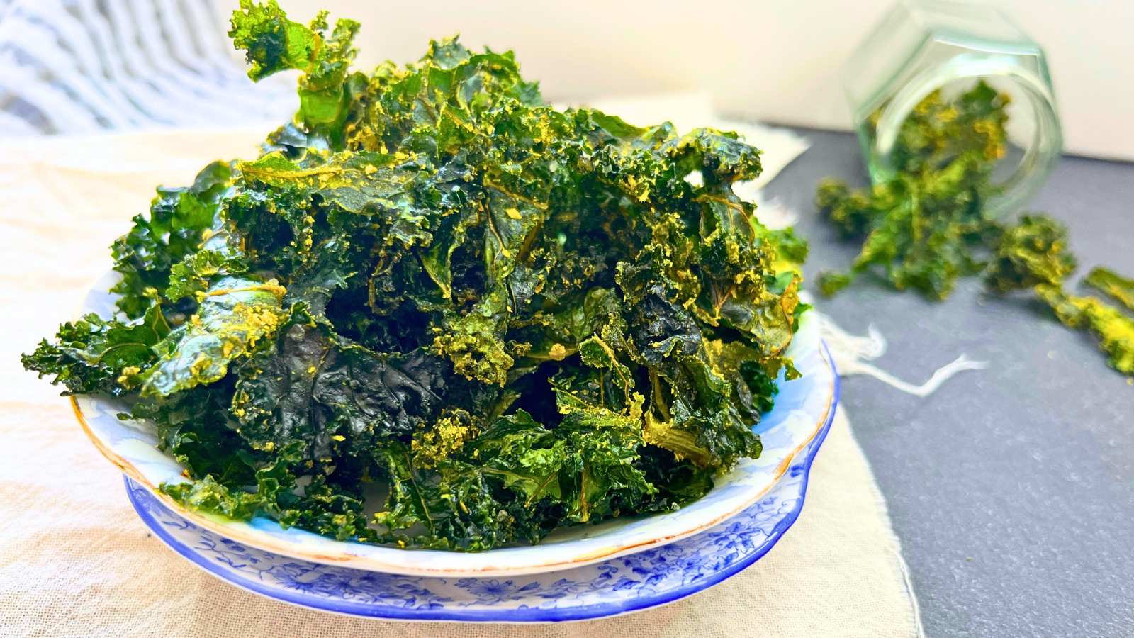 Crispy Kale Chips with Nutritional Yeast - Flour and Filigree