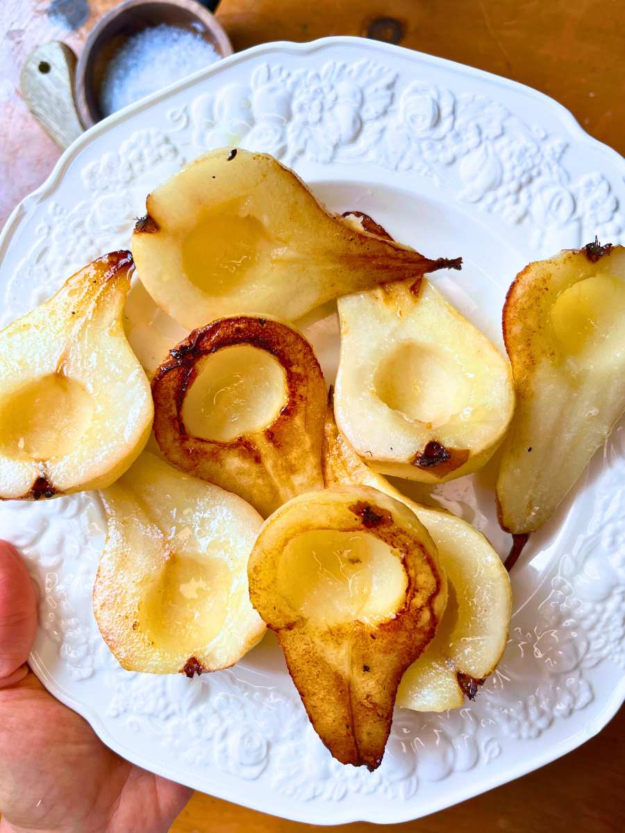 Easy Baked Pears with Homemade Caramel Sauce - Flour and Filigree